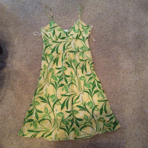 Charlotte Russe | Dresses | Need Gone Yellow Green Leaf Print Dress ...